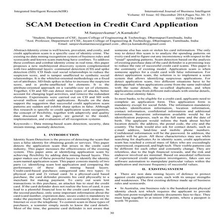 SCAM Detection in Credit Card Application | PDF