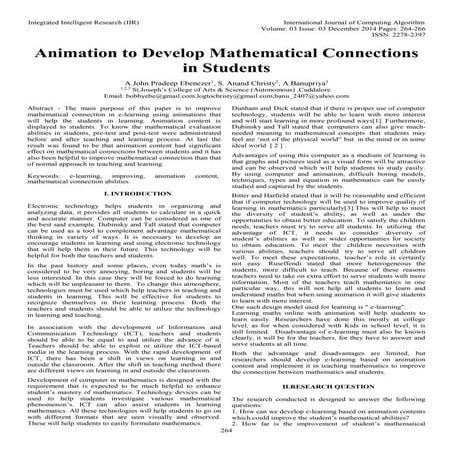 Animation to Develop Mathematical Connections in Students | DOC