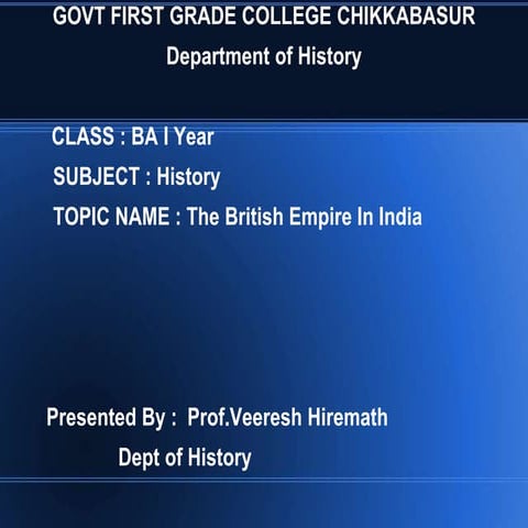 GFGC CHIKKABASUR ( THE BRITISH EMPIRE IN INDIA ) | PPT | Religion ...