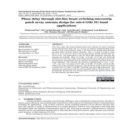 Phase delay through slot-line beam switching microstrip patch array antenna design for sub-6 GHz ...