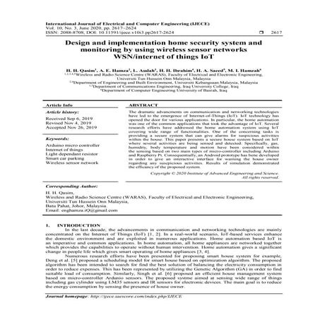 Design And Implementation Home Security System And Monitoring By Using Wireless Sensor Networks 4615