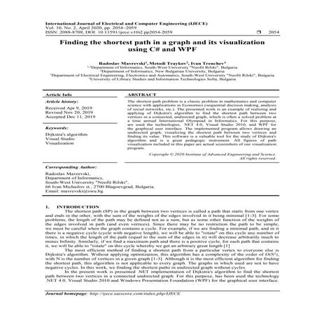 Finding the shortest path in a graph and its visualization using C# and ...