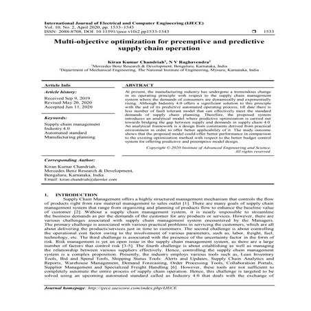 Multi-objective optimization for preemptive and predictive supply chain ...