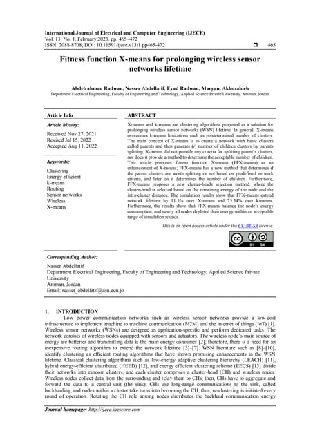 Fitness Function X Means For Prolonging Wireless Sensor Networks Lifetime Pdf