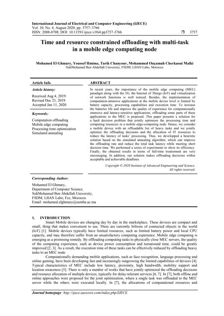 Intelligent task processing using mobile edge computing: processing ... Intelligent task processing using mobile edge computing: processing ...