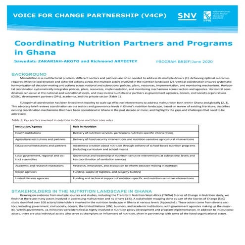 Coordinating nutrition partners and programs in Ghana | PDF