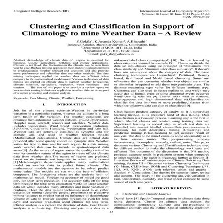 Clustering and Classification in Support of Climatology to mine Weather ...