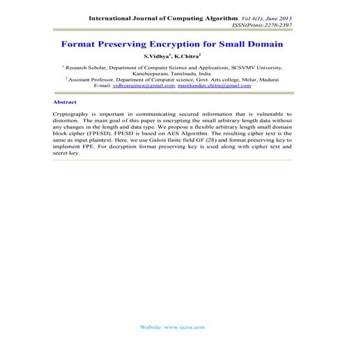 Format Preserving Encryption for Small Domain | PDF | Computing | Technology & Computing