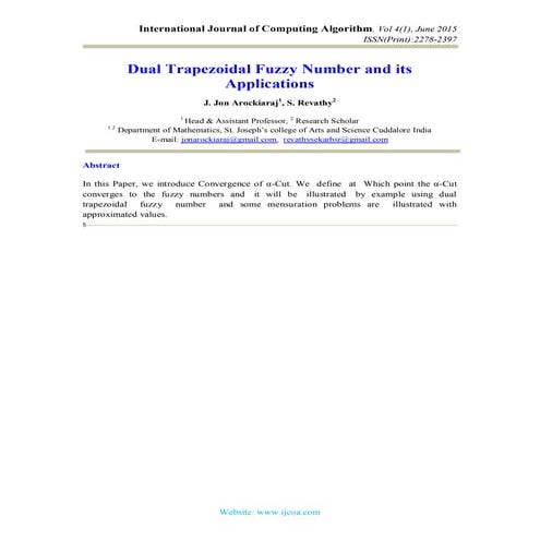 Dual Trapezoidal Fuzzy Number and its Applications | PDF