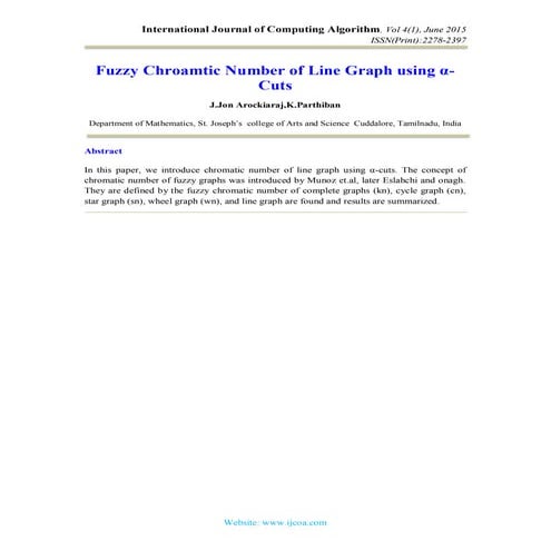 Fuzzy Chroamtic Number of Line Graph using α-Cuts | PDF