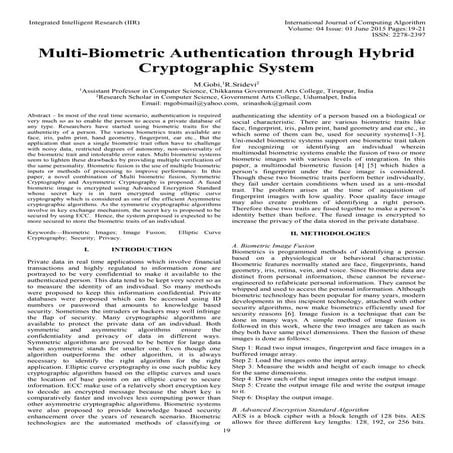 Multi Biometric Authentication Through Hybrid Cryptographic System Pdf