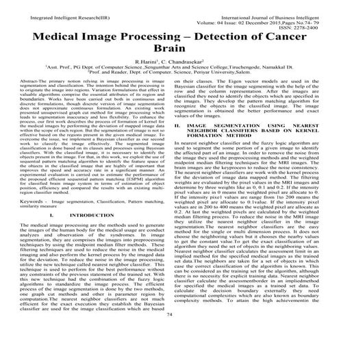 Medical Image Processing Detection of Cancer Brain | PDF
