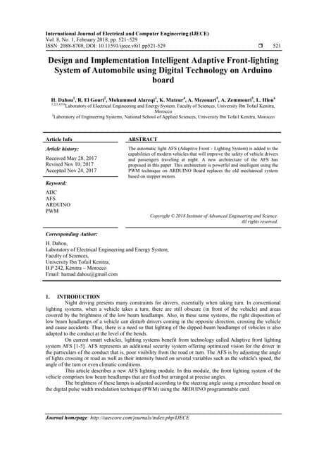 AUTOMATED HEADLIGHT CONTROL USING LABVIEW | J4RV3I12018 | PDF