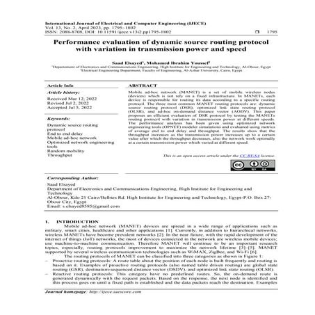 Performance Evaluation Of Dynamic Source Routing Protocol With Variation In Transmission Power