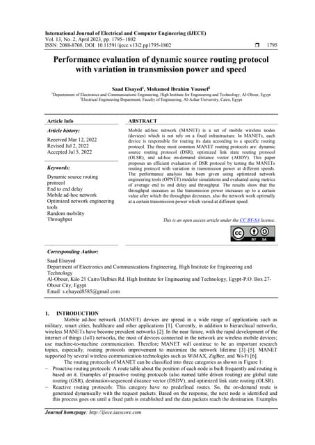 Performance Evaluation Of Dynamic Source Routing Protocol With Variation In Transmission Power