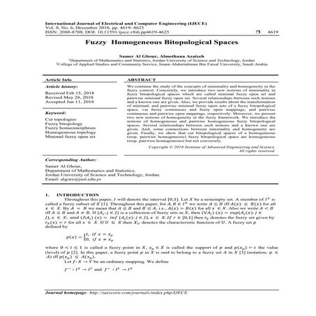 Fuzzy Homogeneous Bitopological Spaces | PDF