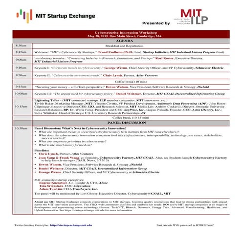 MIT ILP STEX Cybersecurity Workshop 5.28.15