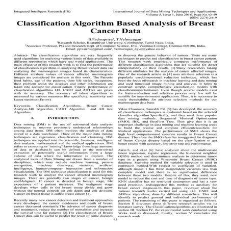 Classification AlgorithmBased Analysis of Breast Cancer Data | PDF