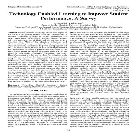 Technology Enabled Learning to Improve Student Performance: A Survey | PDF
