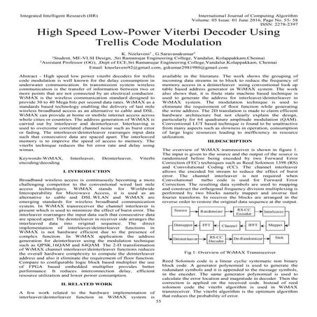High Speed Low Power Viterbi Decoder Using Trellis Code Modulation Doc 4727