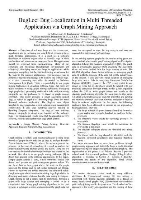 Bugloc Bug Localization In Multi Threaded Application Via Graph Mining Approach Pdf