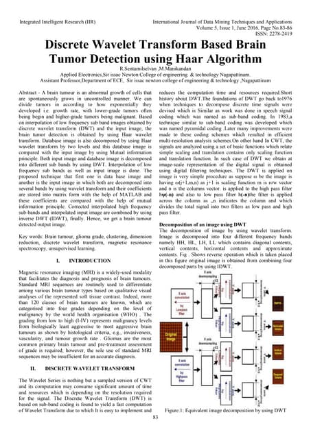 Discrete Wavelet Transform Based Brain Tumor Detection using Haar ... Discrete Wavelet Transform Based Brain Tumor Detection using Haar ...