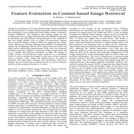 Feature Extraction In Content Based Image Retrieval Pdf