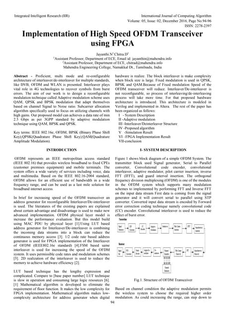 Implementation of High Speed OFDM Transceiver using FPGA | PDF Implementation of High Speed OFDM Transceiver using FPGA | PDF