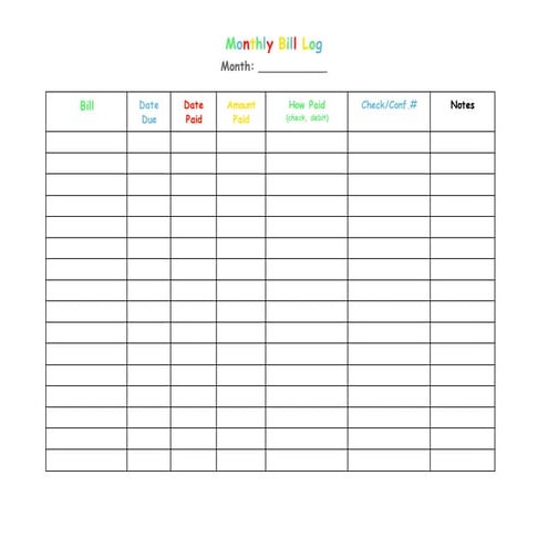 Monthly bill log | PPT