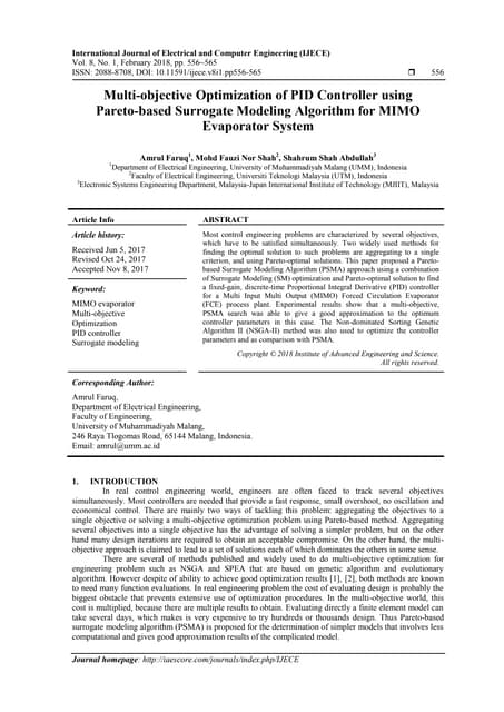 Multi Objective Optimization Of Pid Controller Using Pareto Based