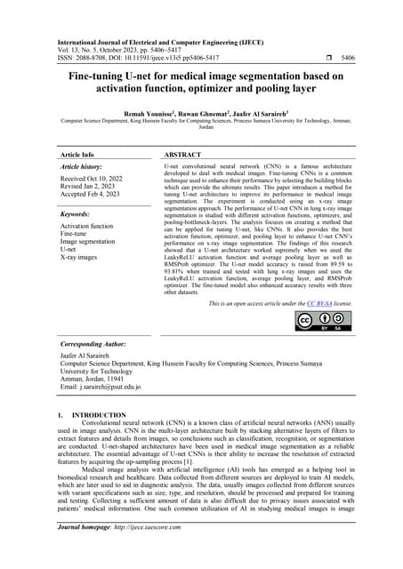 Fine Tuning U Net For Medical Image Segmentation Based On Activation