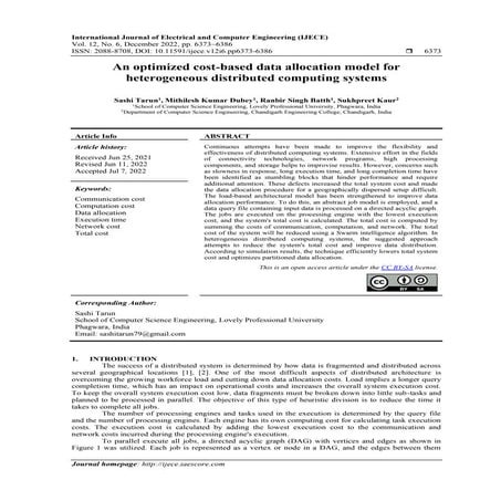 An Optimized Cost Based Data Allocation Model For Heterogeneous Distributed Computing Systems Pdf