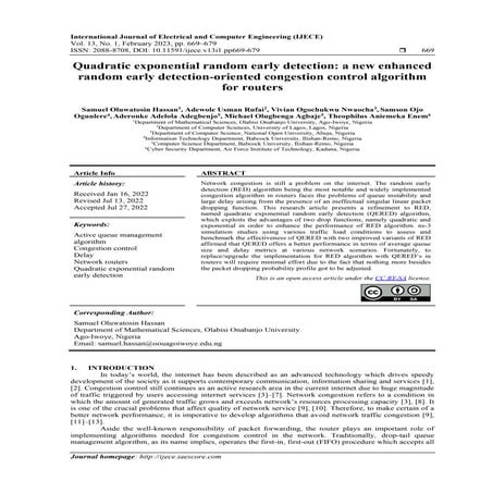 Quadratic Exponential Random Early Detection A New Enhanced Random Early Detection Oriented