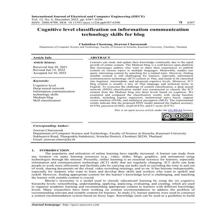 Cognitive level classification on information communication technology ...