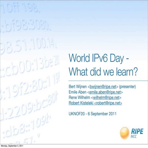 World IPv6 Day - What did we learn? | PPT | Free Download