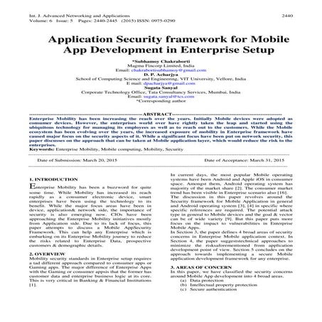 Application Security Framework For Mobile App Development In Enterprise