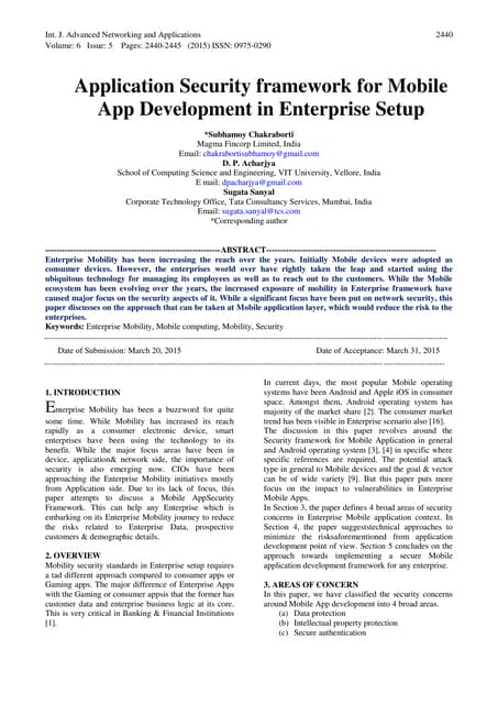 Application Security Framework For Mobile App Development In Enterprise