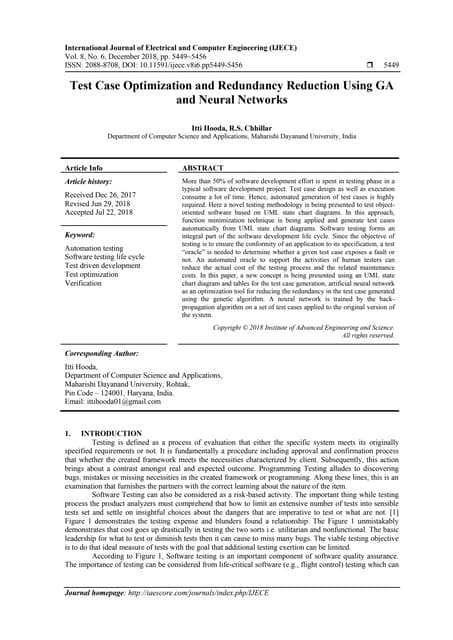 Test Case Optimization And Redundancy Reduction Using Ga And Neural Networks Pdf