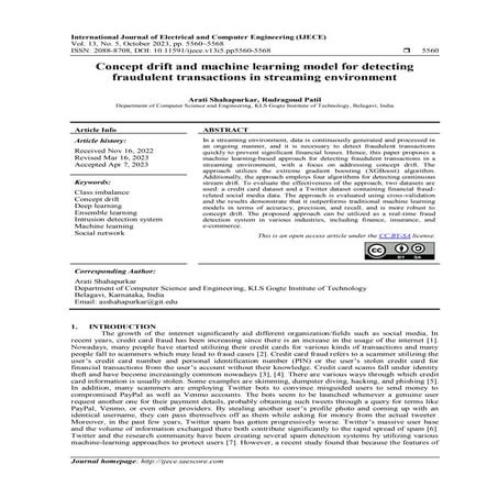 Concept drift and machine learning model for detecting fraudulent ...