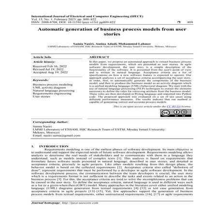 Automatic Generation Of Business Process Models From User Stories Pdf