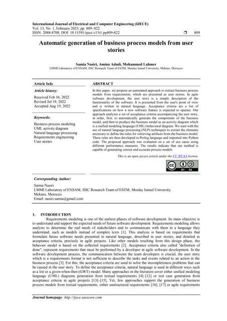 Automatic Generation Of Business Process Models From User Stories Pdf