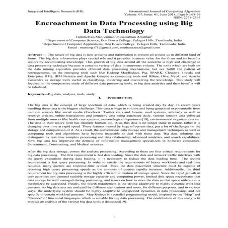 Encroachment In Data Processing Using Big Data Technology Pdf 4231