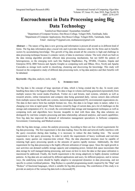 Encroachment In Data Processing Using Big Data Technology Pdf 4231