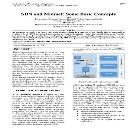 Sdn And Mininet Some Basic Concepts Pdf Computer Networking