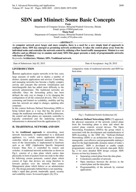 Sdn And Mininet Some Basic Concepts Pdf Computer Networking