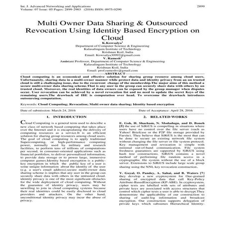 Multi Owner Data Sharing And Outsourced Revocation Using Identity Based Encryption On Cloud Pdf