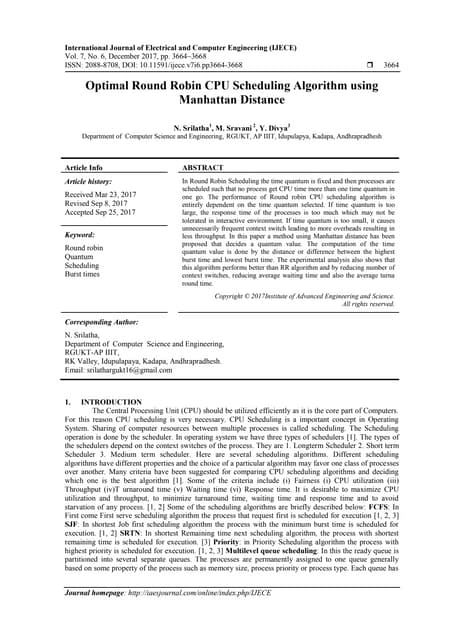 AN IMPROVED ROUND ROBIN CPU SCHEDULING ALGORITHM WITH VARYING TIME QUANTUM | PDF