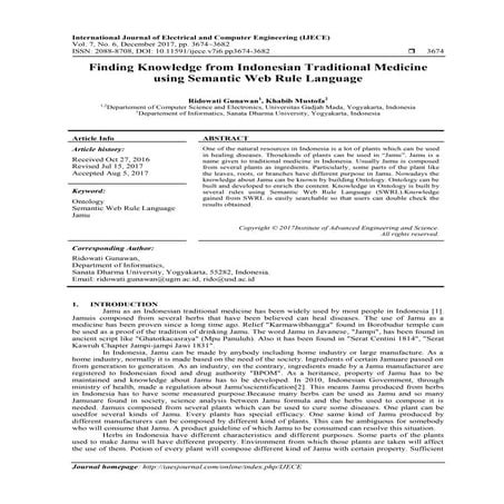 Finding Knowledge from Indonesian Traditional Medicine using Semantic Web Rule Language | PDF