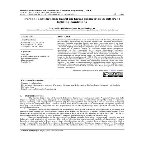 Person Identification Based On Facial Biometrics In Different Lighting