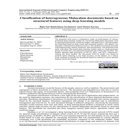Classification Of Heterogeneous Malayalam Documents Based On Structural Features Using Deep